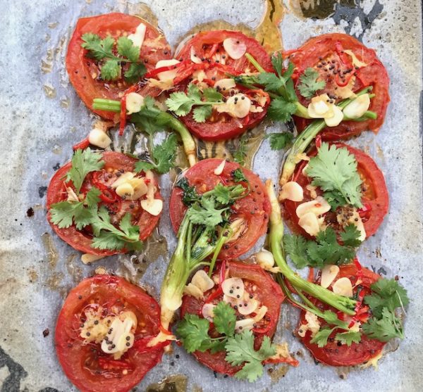 Grilled Beef Tomatoes with Chilli, Garlic and Ginger - Melanie's Kitchen